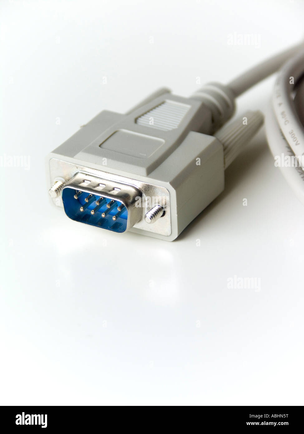 pc serial plug and cable close up on a white background Stock Photo - Alamy