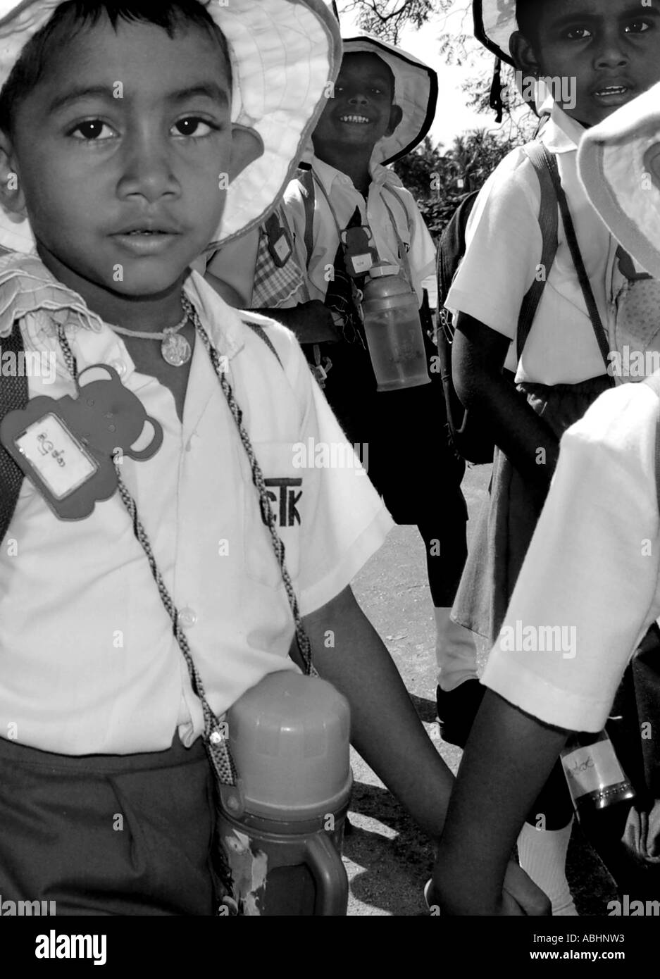 School kids walking line Black and White Stock Photos & Images - Alamy