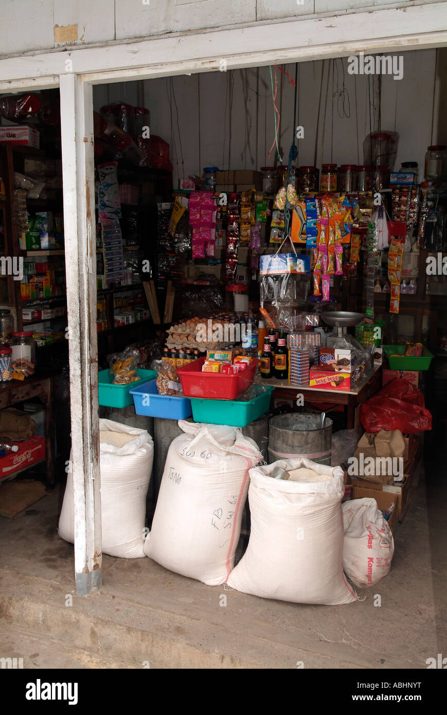 Booth selling rice, local market in Manado, North Sulawesi Stock Photo ...