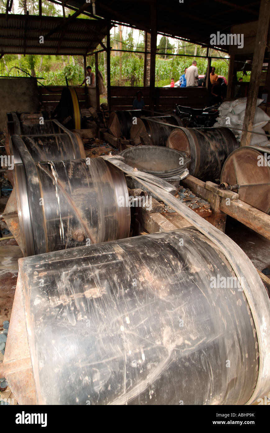 drums, ore, mercury, washing cleaning, rocks, mud, gold, , jungle, near ...