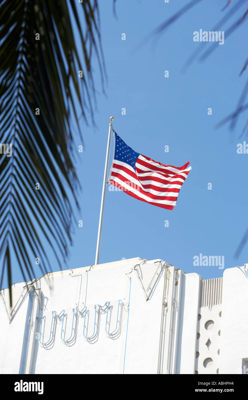 American Flag Stars and Stripes Ocean Drive South Beach Miami Stock ...