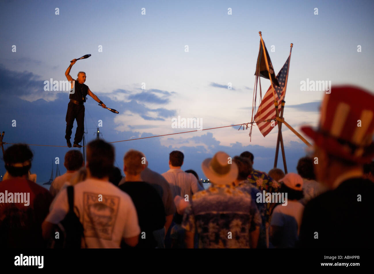 Tightrope walker at the Daily Sunset Celebrations on Mallory Square Key ...