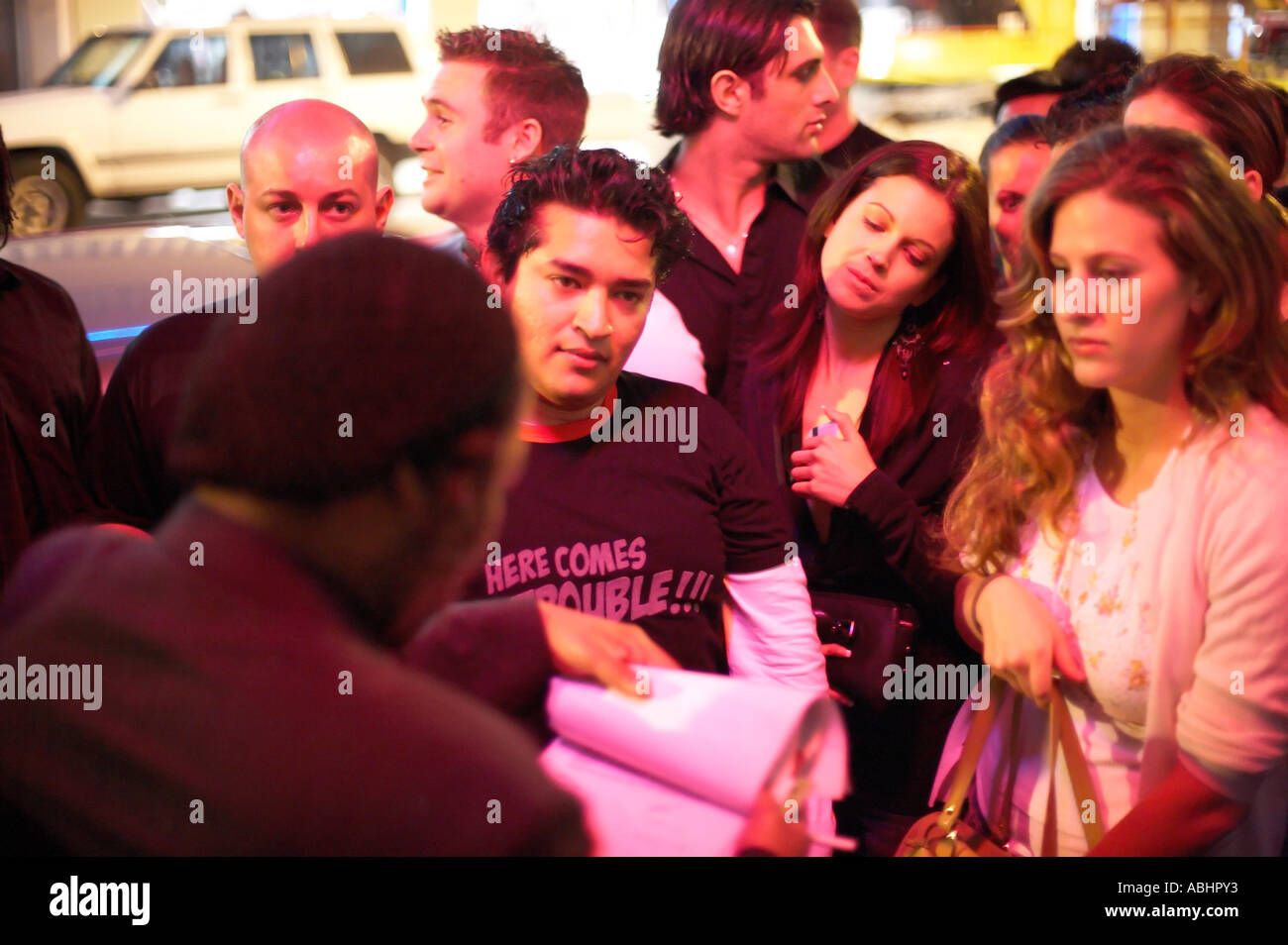Doorman checking guestlists Back Door Bamby event at the Crobar Club ...