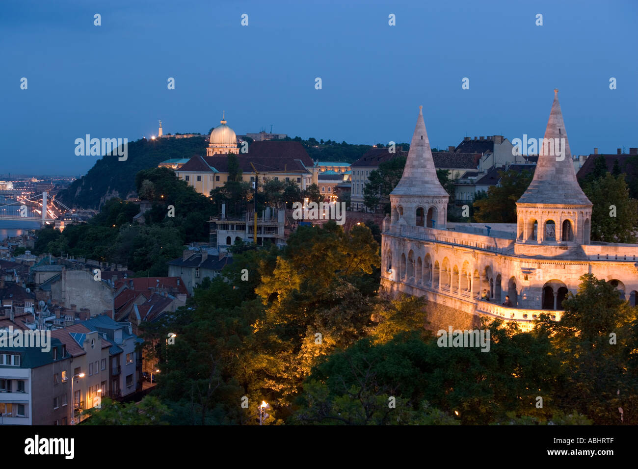 View to Fishermen s Bastion symbolising the seven Magyar tribes at ...