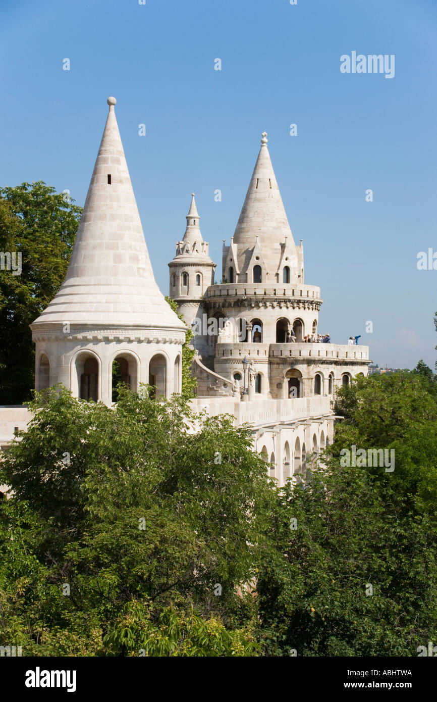 View to the Fishermen s Bastion symbolising the seven Magyar tribes at ...