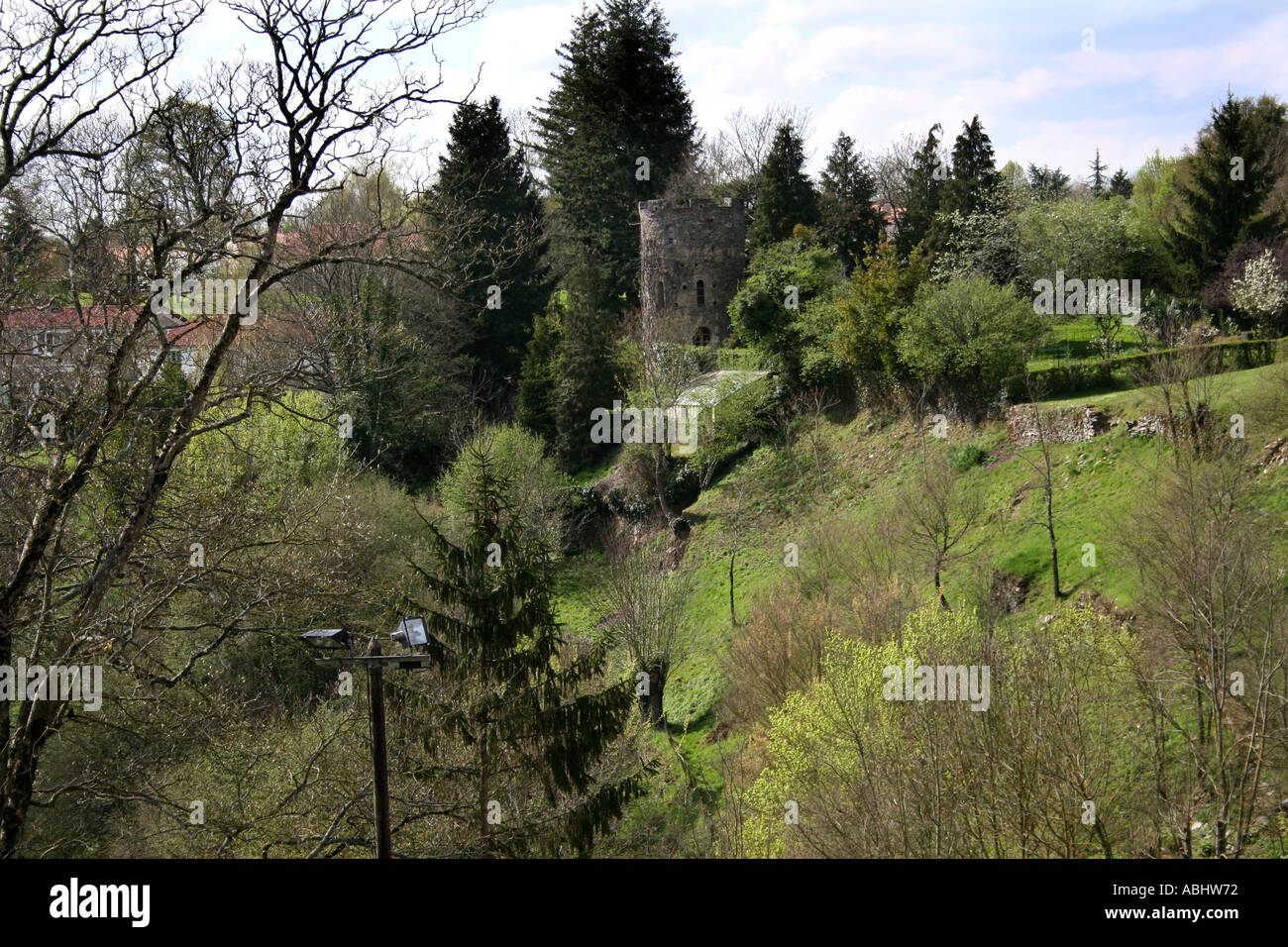 Rural view of French countryside in the medieval village of Vouvant ...