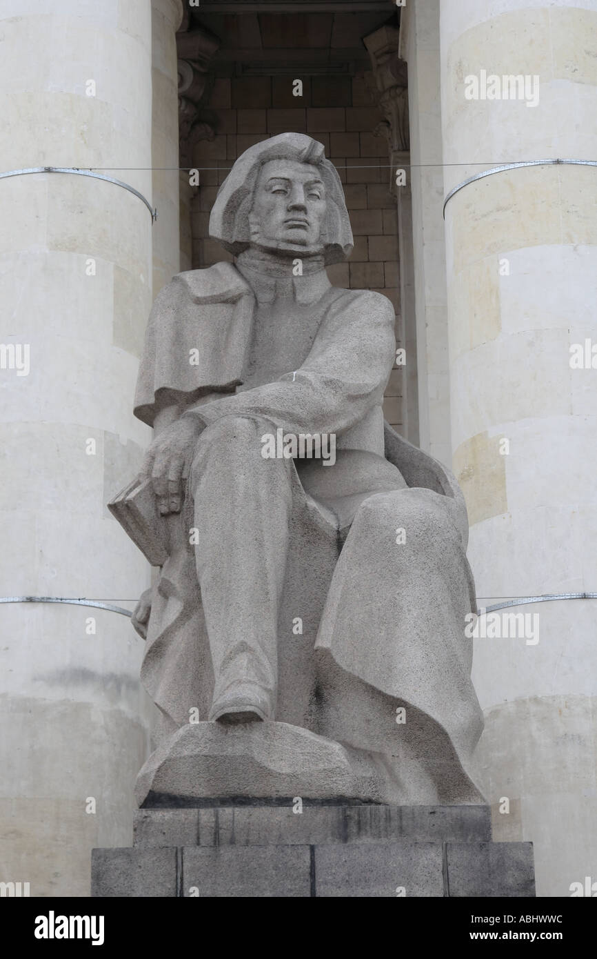 Statue of Polish poet Adam Mickiewicz in the Old Town of Warsaw Poland ...