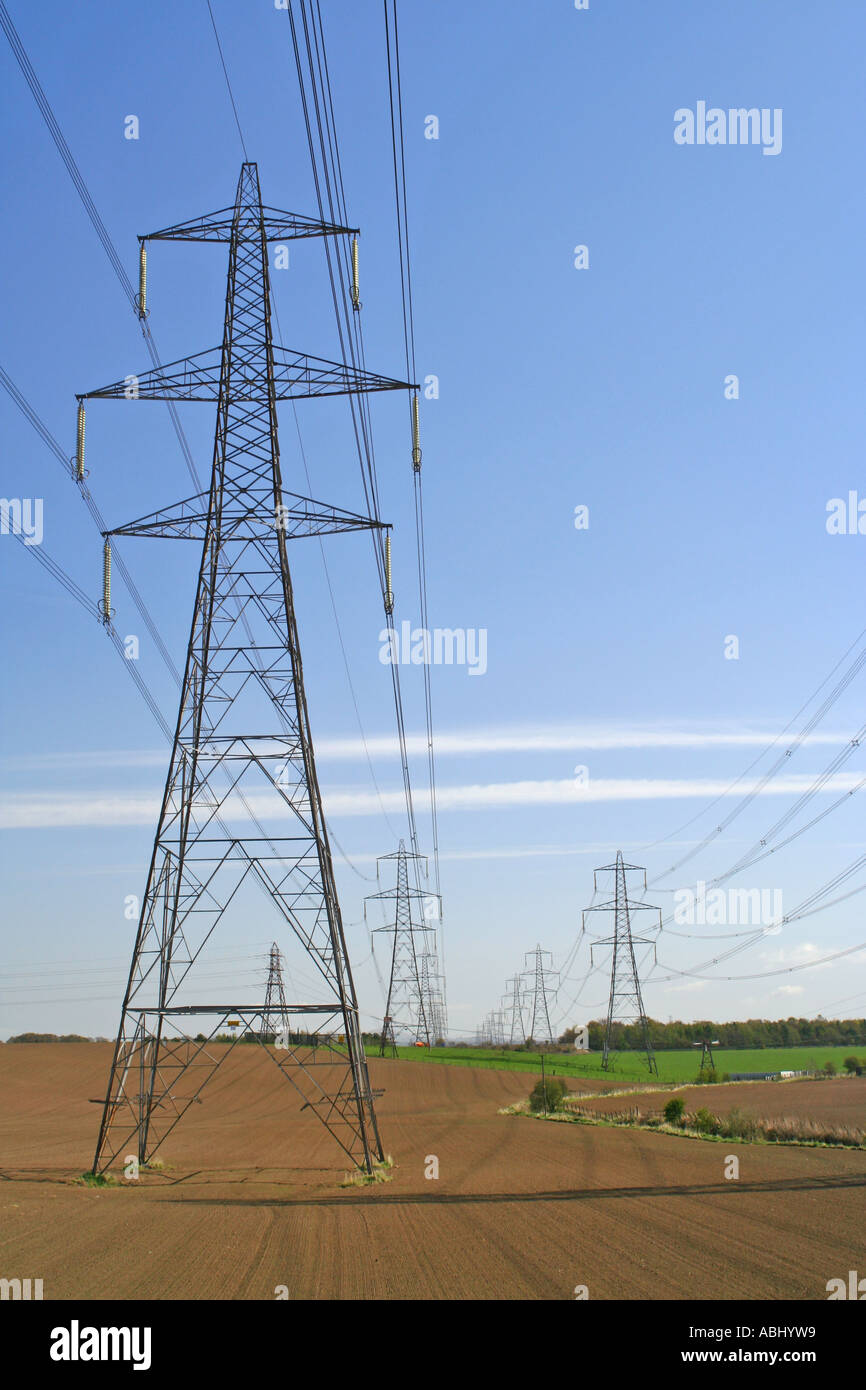 Electricity pylons. Scotland, UK Stock Photo - Alamy