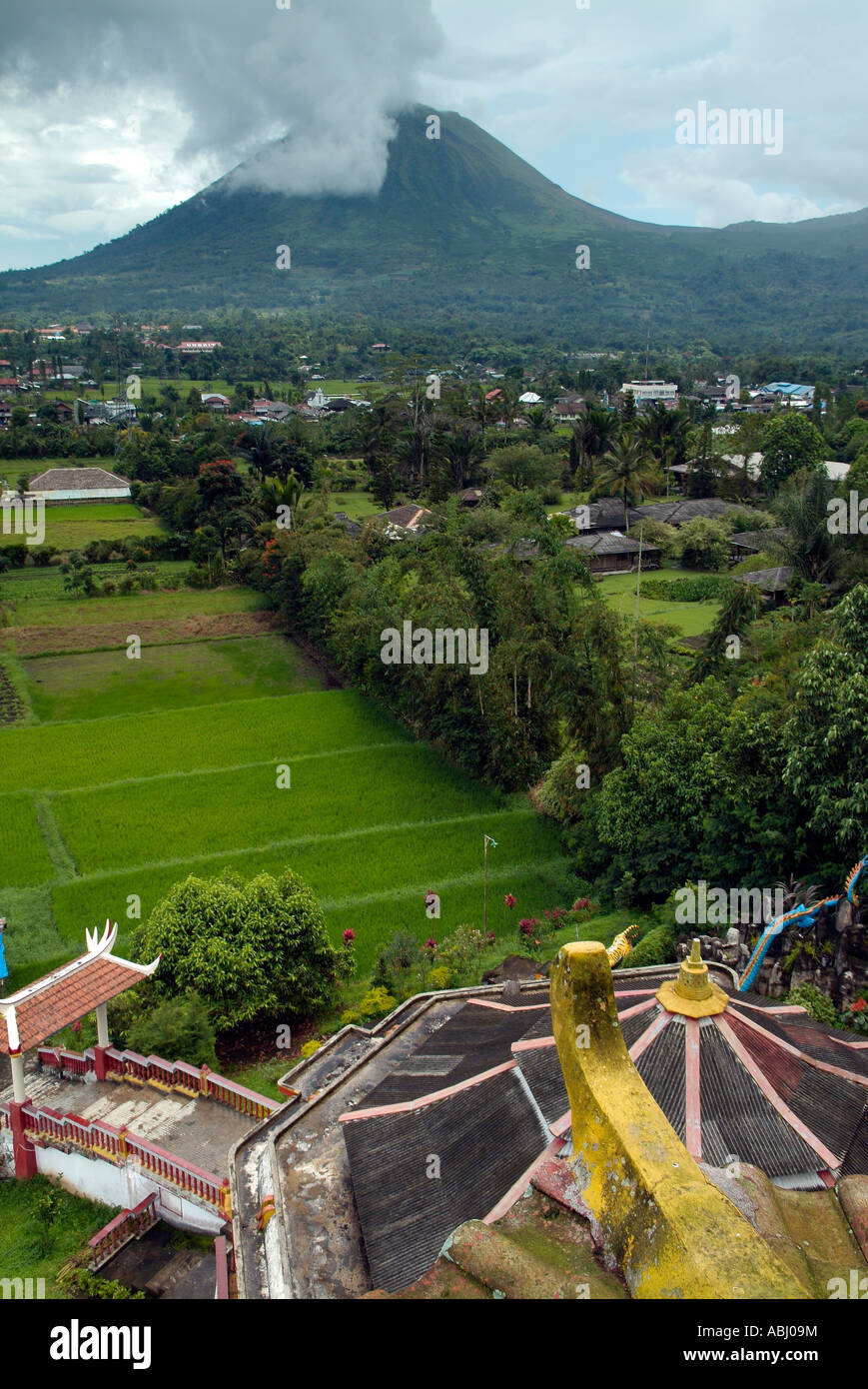 View of the country side and a volcano of North Sulawesi Stock Photo ...