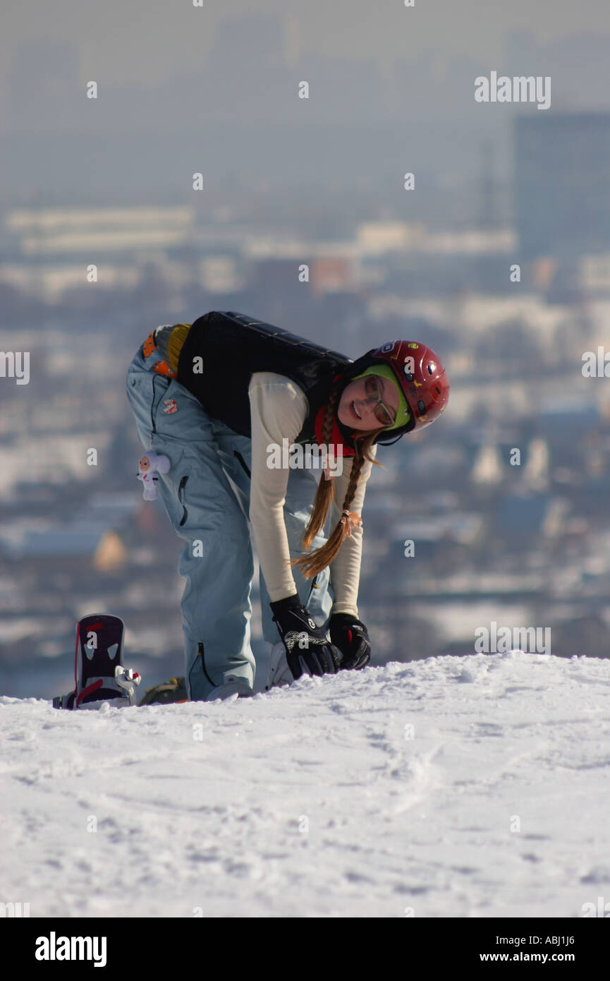 Beautiful snowboard girls in the air background 1 Stock Photo - Alamy