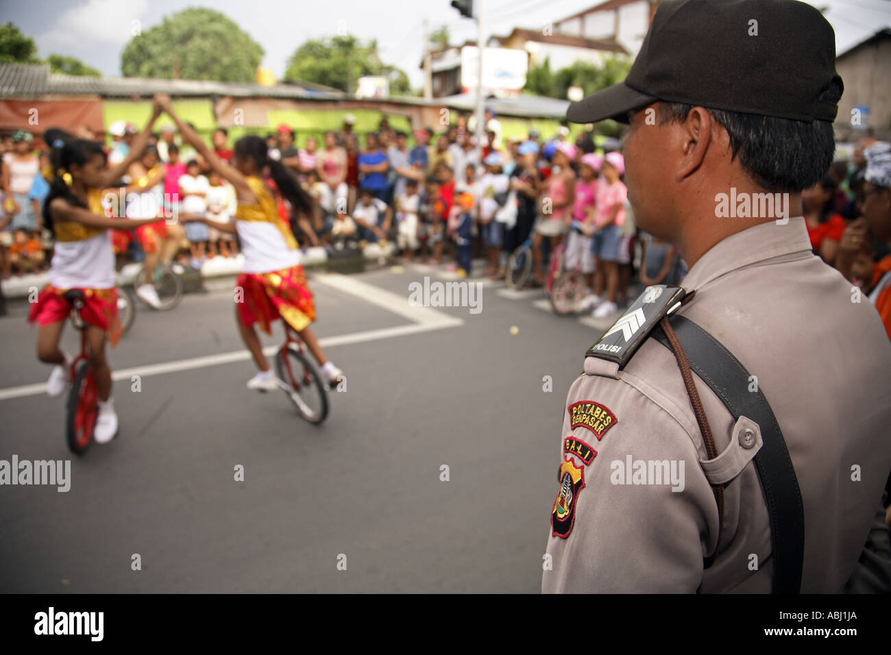 Police security at New Year's Eve display, Kuta, Bali, Indonesia Stock ...