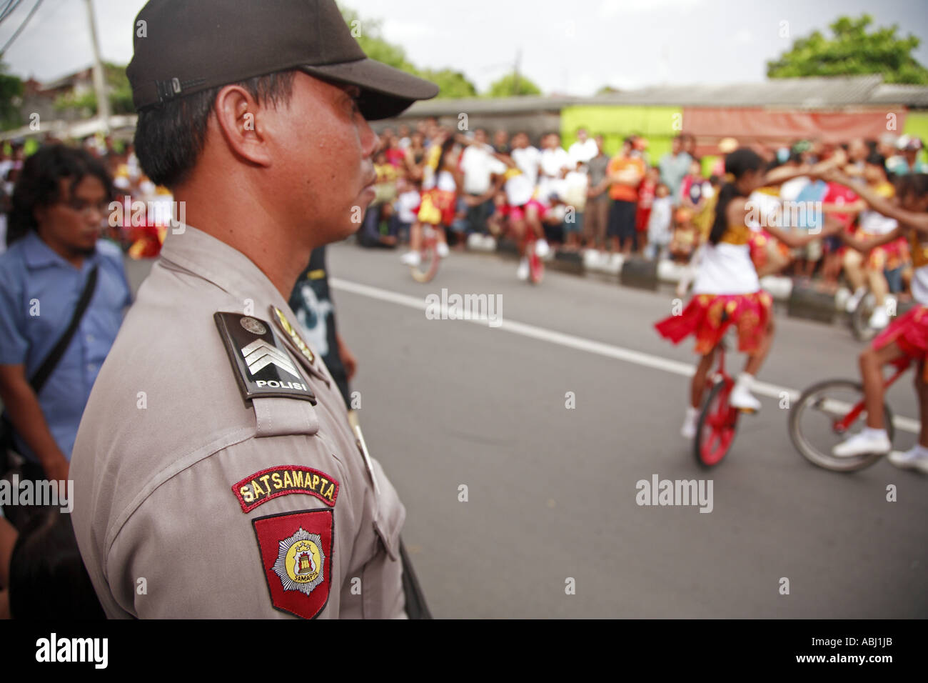 Police security at New Years Eve display, Kuta Bali, Indonesia Stock ...