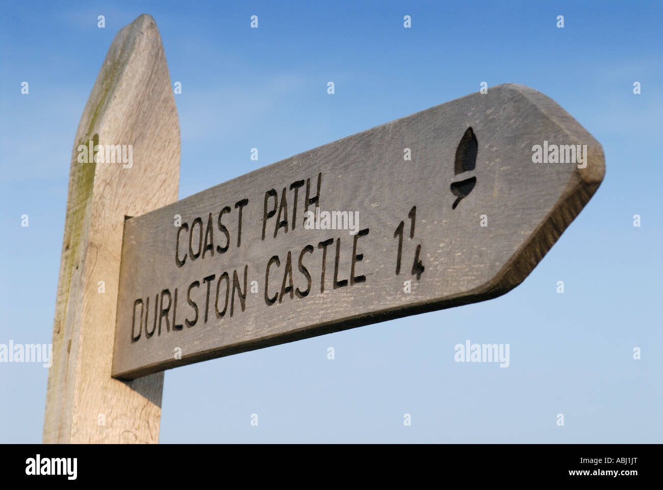 Wooden Signpost for Durlston Caste, Dorset in April 2007 Stock Photo ...