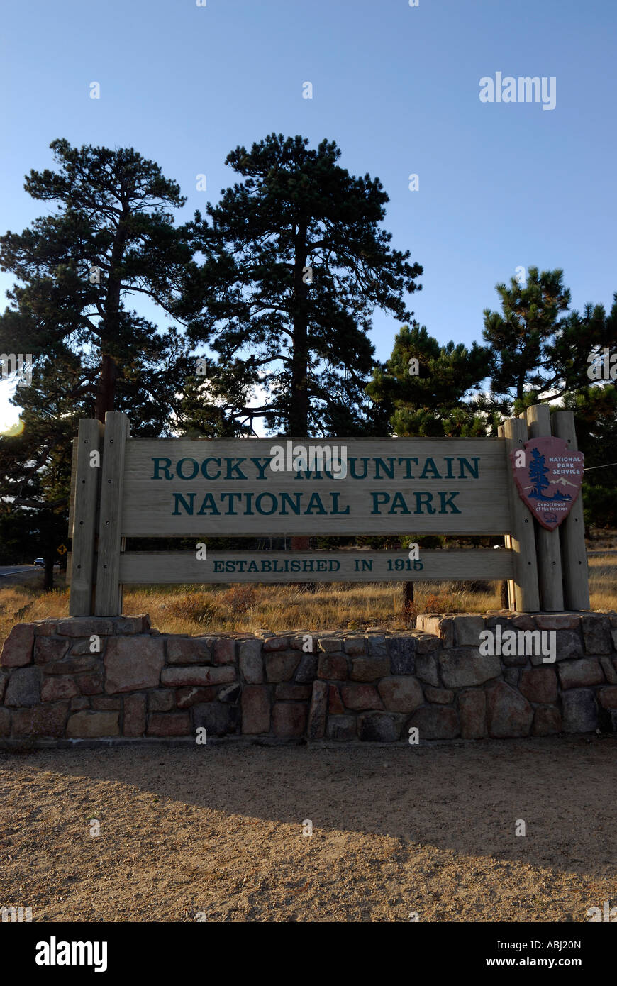 Entering sign in Rocky Mountain National Park, Colorado State Stock ...