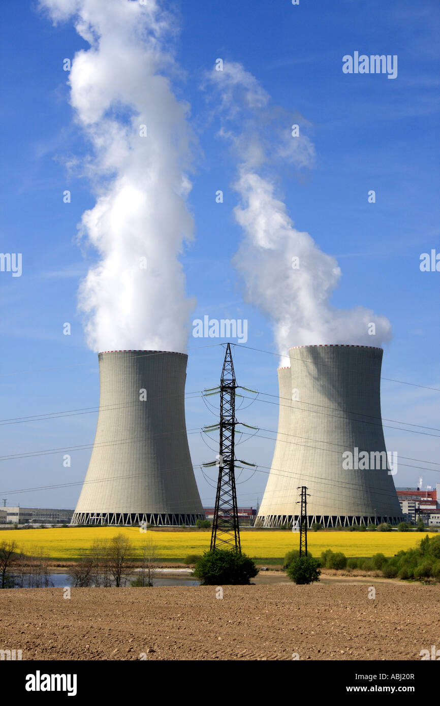 Temelin Nuclear Power Plant and electrical power line, Bohemia, Czech ...