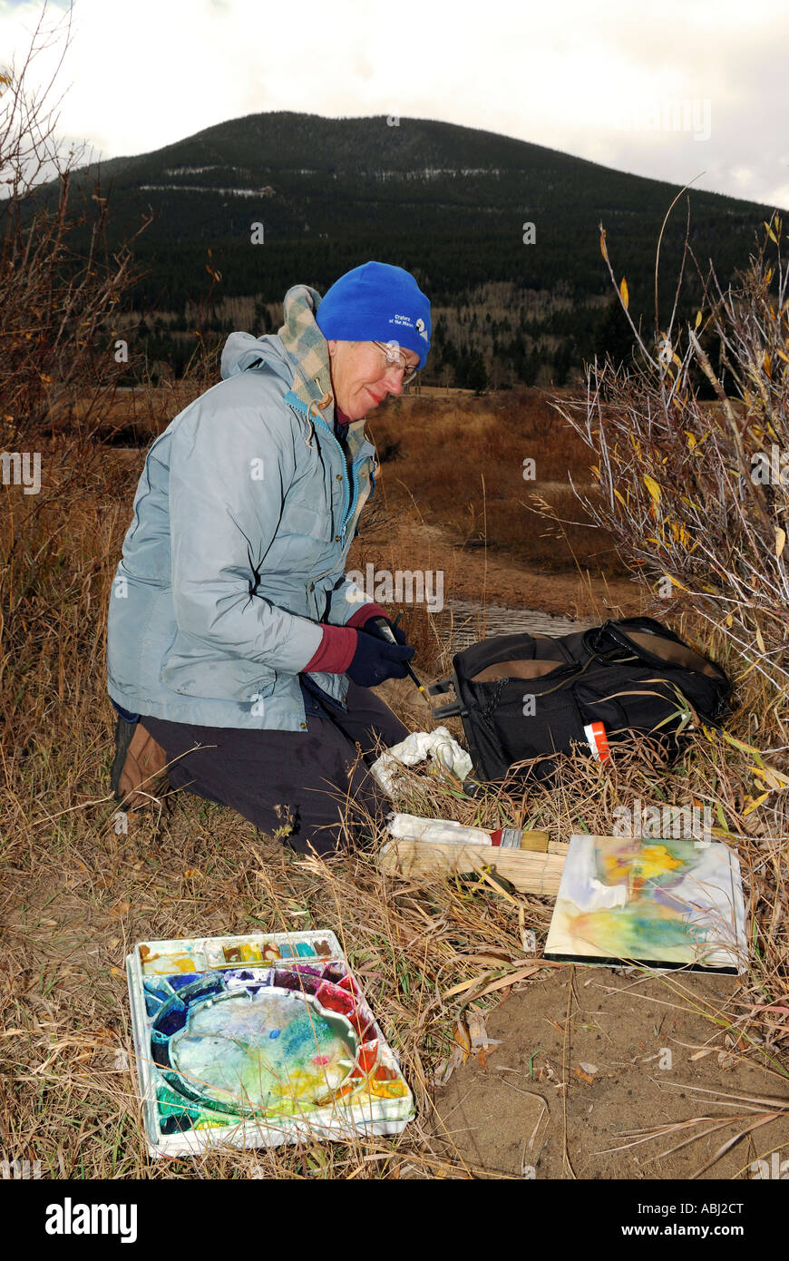 Painter in Rocky Mountain National Park, Colorado Stock Photo - Alamy