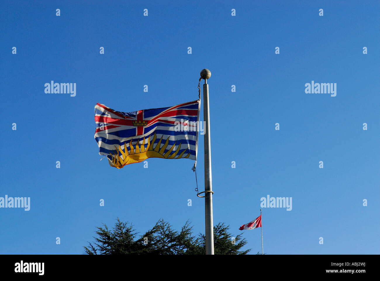 British Columbia province flag floating in the wind Stock Photo - Alamy