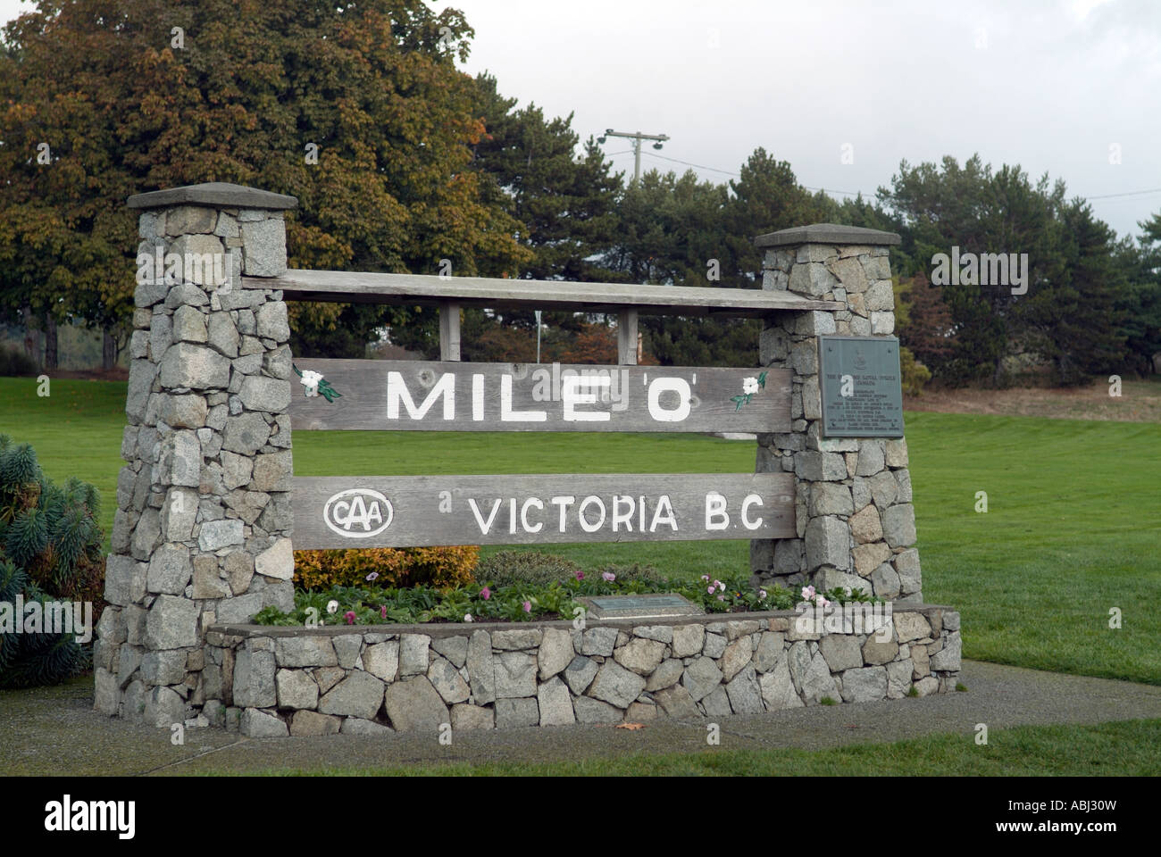 Mile 0 marker sign of the 8000 kilometre trans Canadian Highway Stock ...