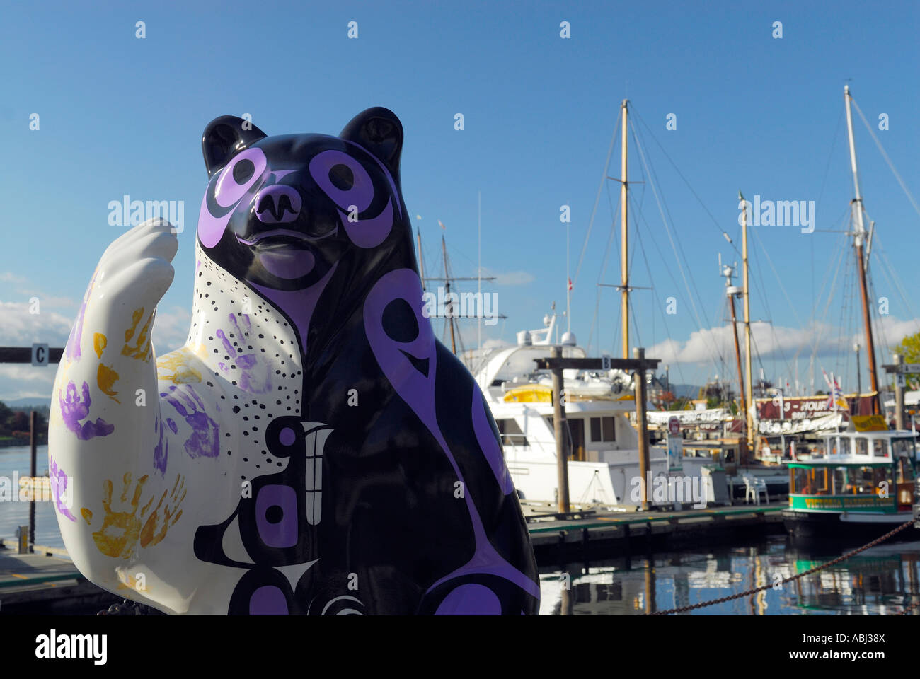 Bear spirit statue in Victoria harbour on Vancouver Island Stock Photo ...