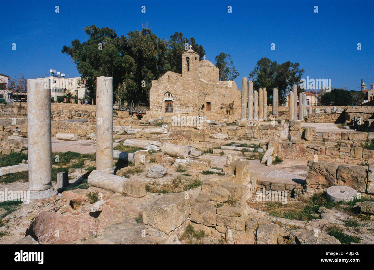 Agia Kyriaki (St Paul's Church) and ruins of early Christian Basilica ...