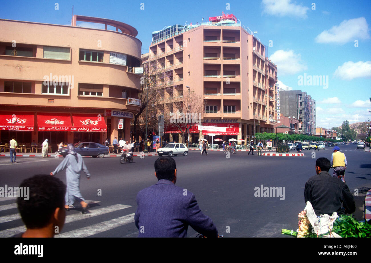 Boulevard in Gueliz French colonial quarter Marrakech north Africa ...