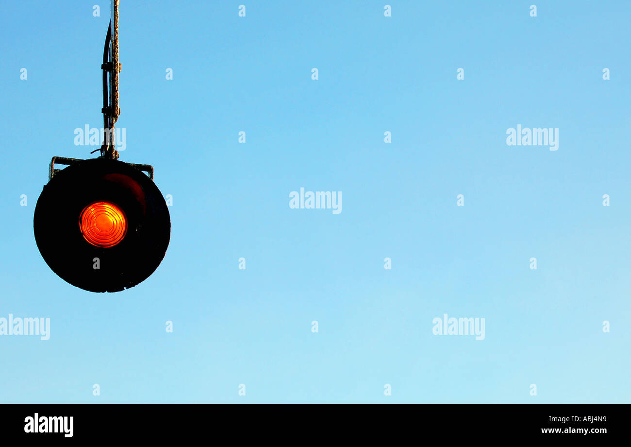 Red light at a train station Stock Photo - Alamy