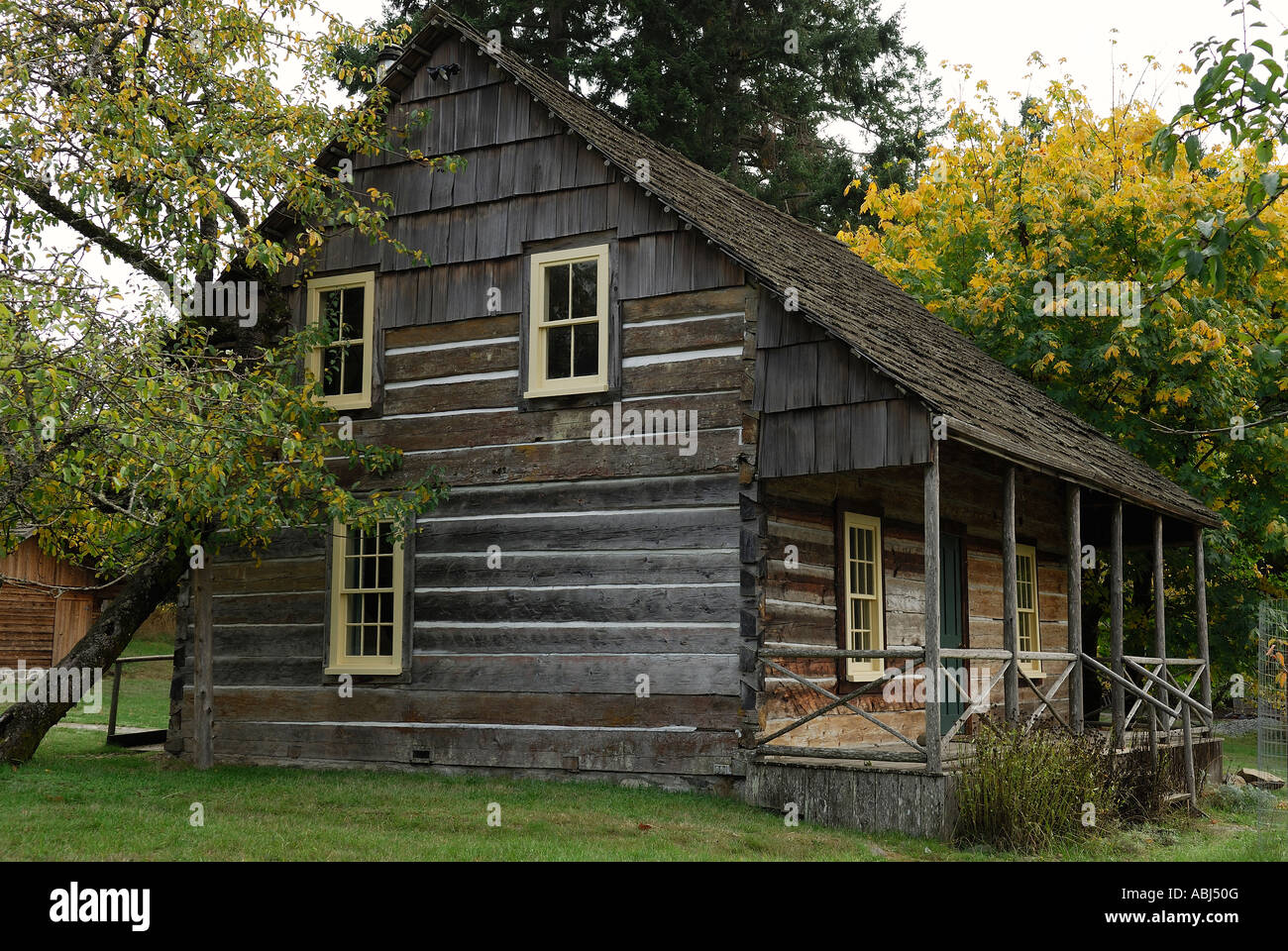 Wood house in the forest near Victoria, Vancouver Island Stock Photo ...
