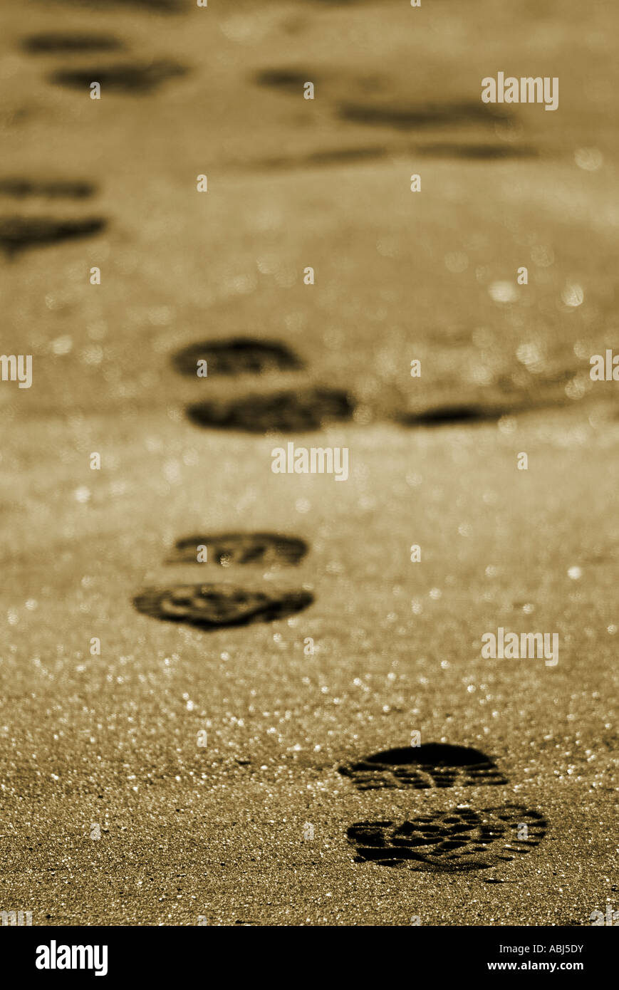 A great travel tourism adventure image of boot prints advancing toward ...