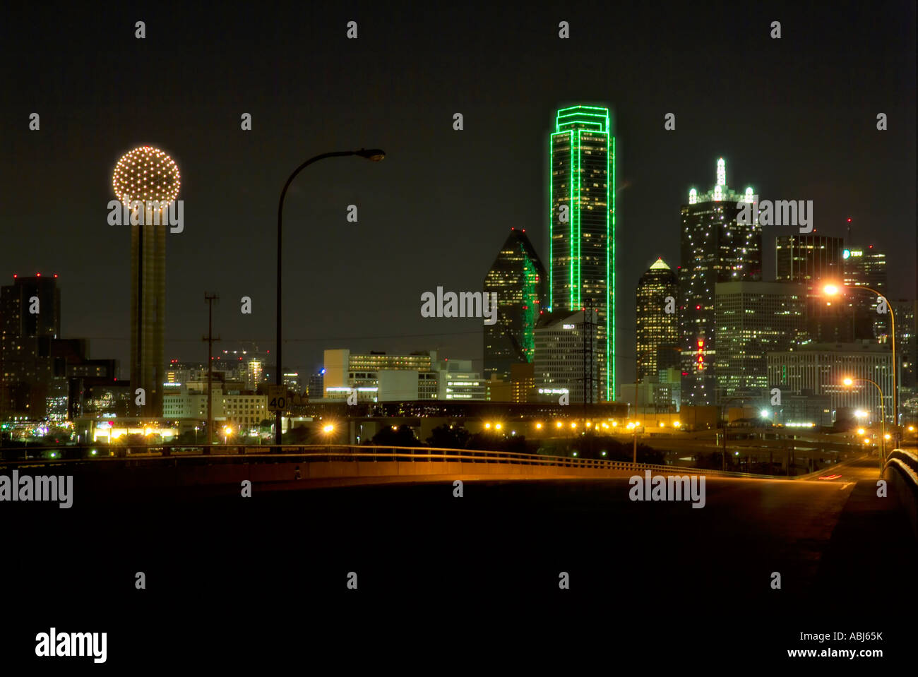 Downtown of Dallas, Texas at night Stock Photo - Alamy