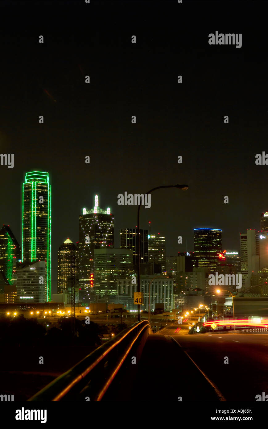 Downtown of Dallas, Texas at night Stock Photo - Alamy
