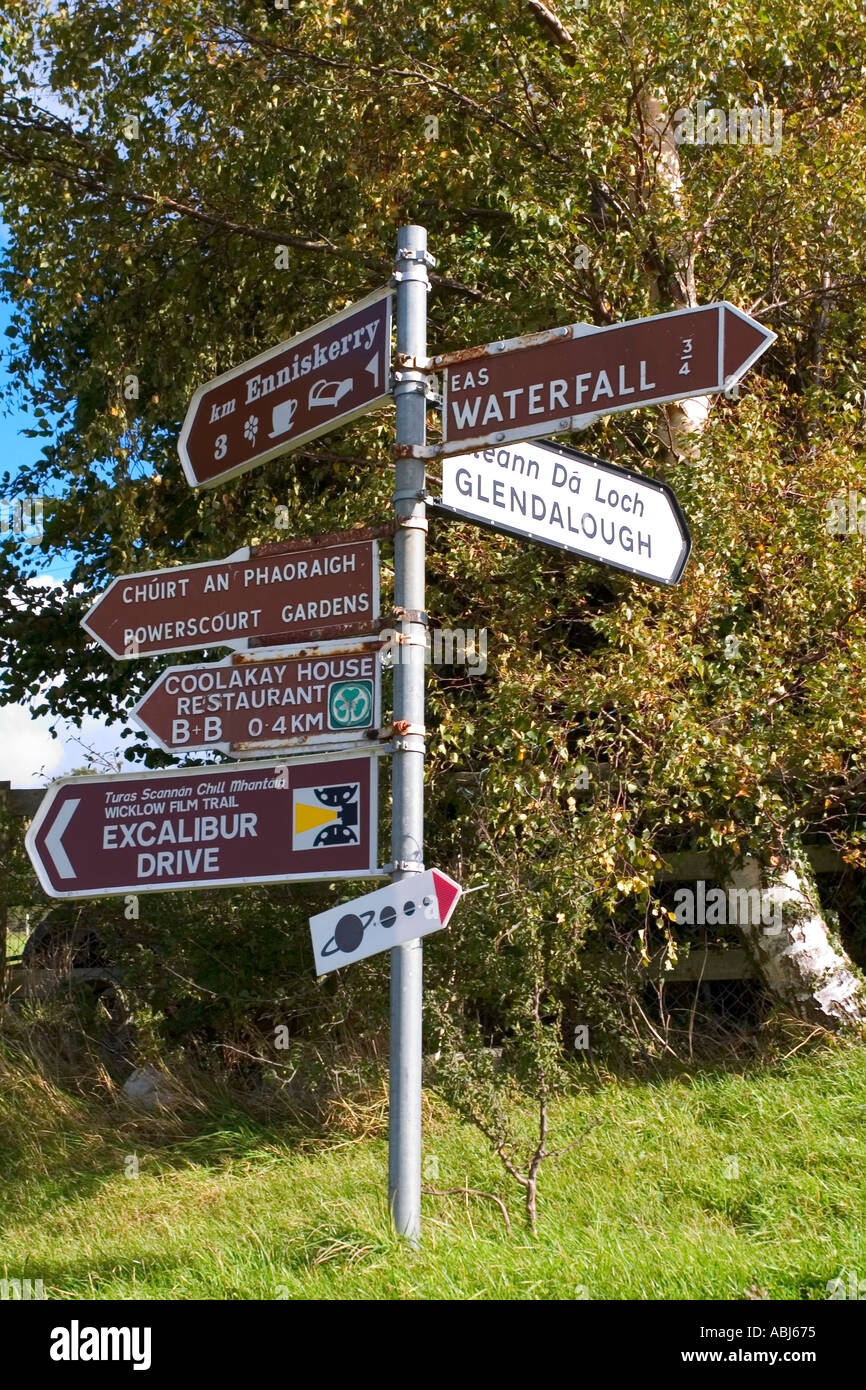 Irish road signs co Wicklow Stock Photo - Alamy
