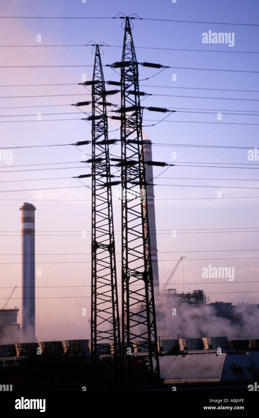 Czech Republic. High voltage electricity power line pylons and power ...