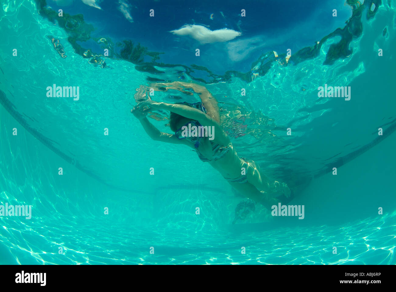 Woman snorkeling in a pool in Dallas, Texas Stock Photo - Alamy