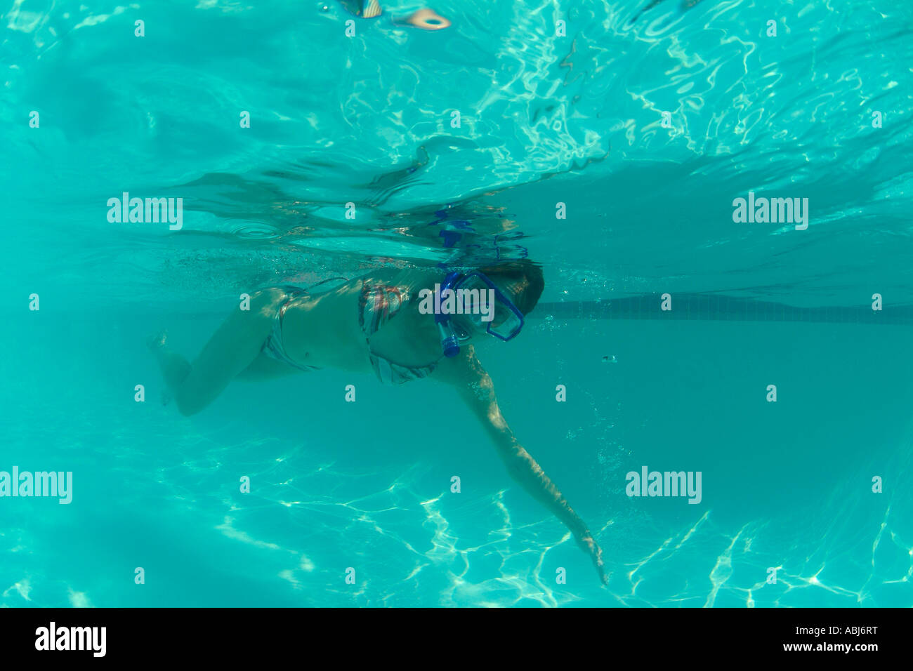 Woman snorkeling in a pool in Dallas, Texas Stock Photo - Alamy