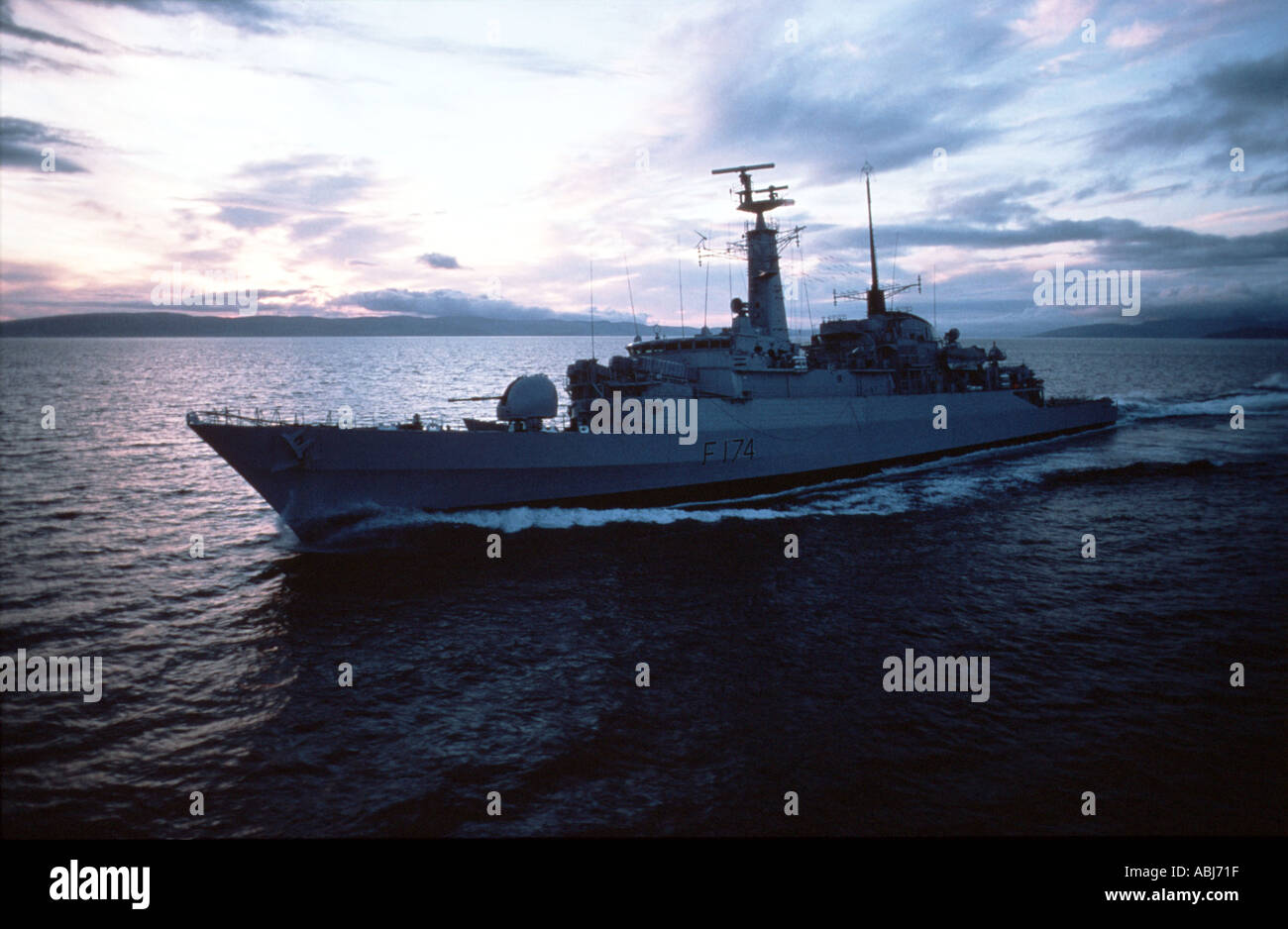 Royal Navy frigate at sea patrolling the waters of the North sea Stock ...