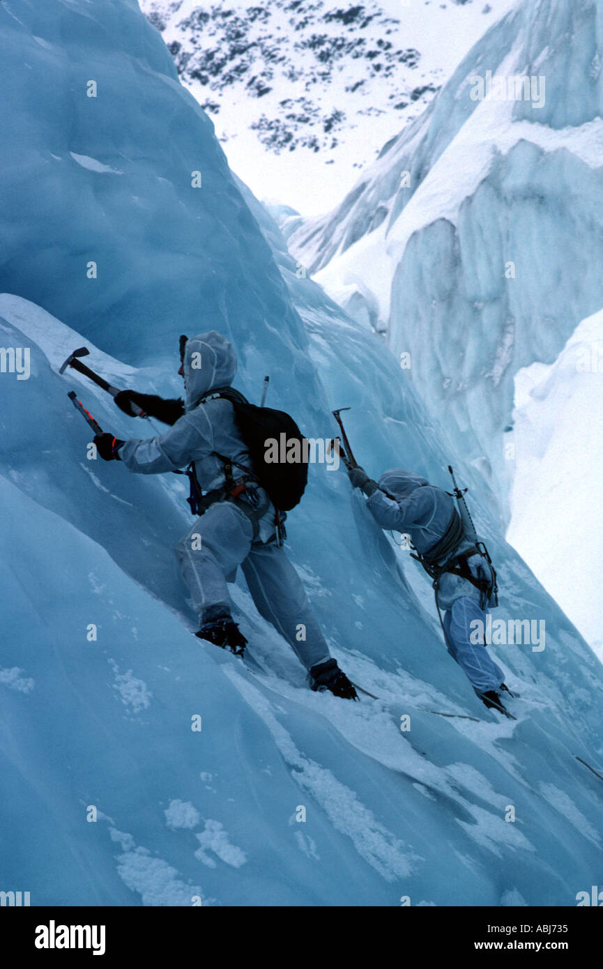 Mountain and Arctic Warfare with climber on snow and ice Stock Photo ...