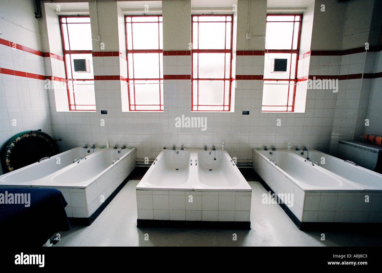 Arsenal Football stadium inside the changing rooms the players baths ...