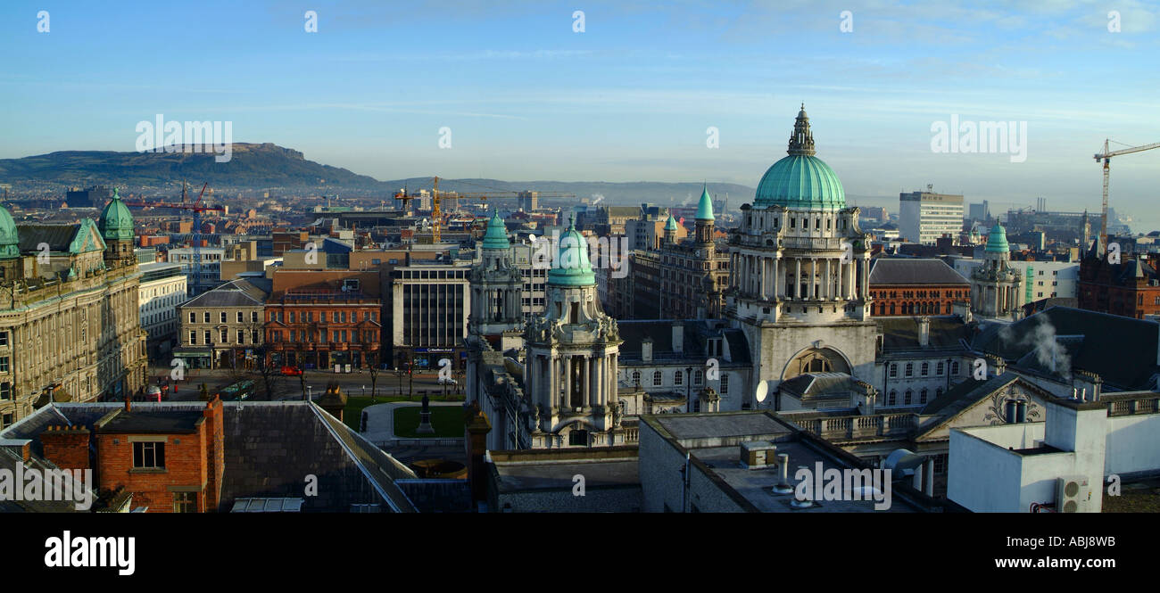 Belfast City Hall Northern Ireland Cityscape Panoramic Cave Hill Stock ...