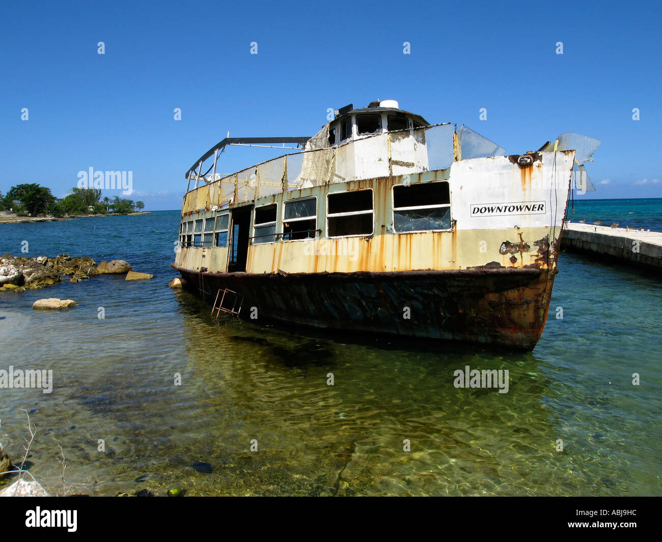 Grounded boat Negril Jamaica Stock Photo - Alamy