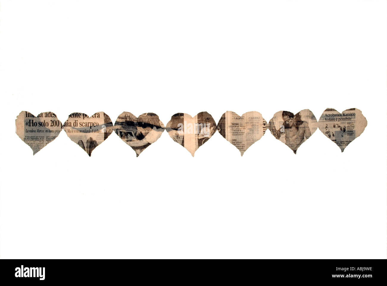heart shape newspaper cut-out Stock Photo - Alamy
