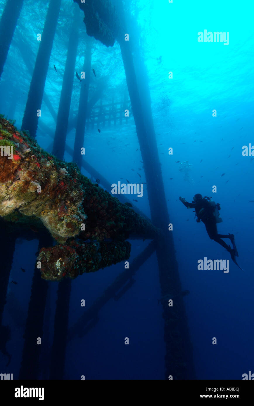 Scuba diver oil rig hi-res stock photography and images - Alamy