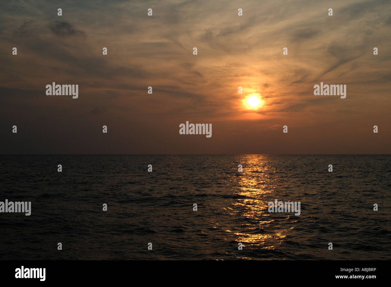 Sunset over the Gulf of Mexico, off Texas coast Stock Photo - Alamy