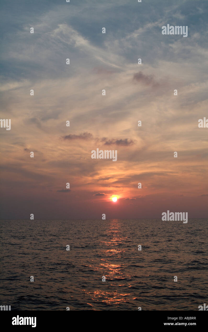 Sunset over the Gulf of Mexico, off Texas coast Stock Photo - Alamy