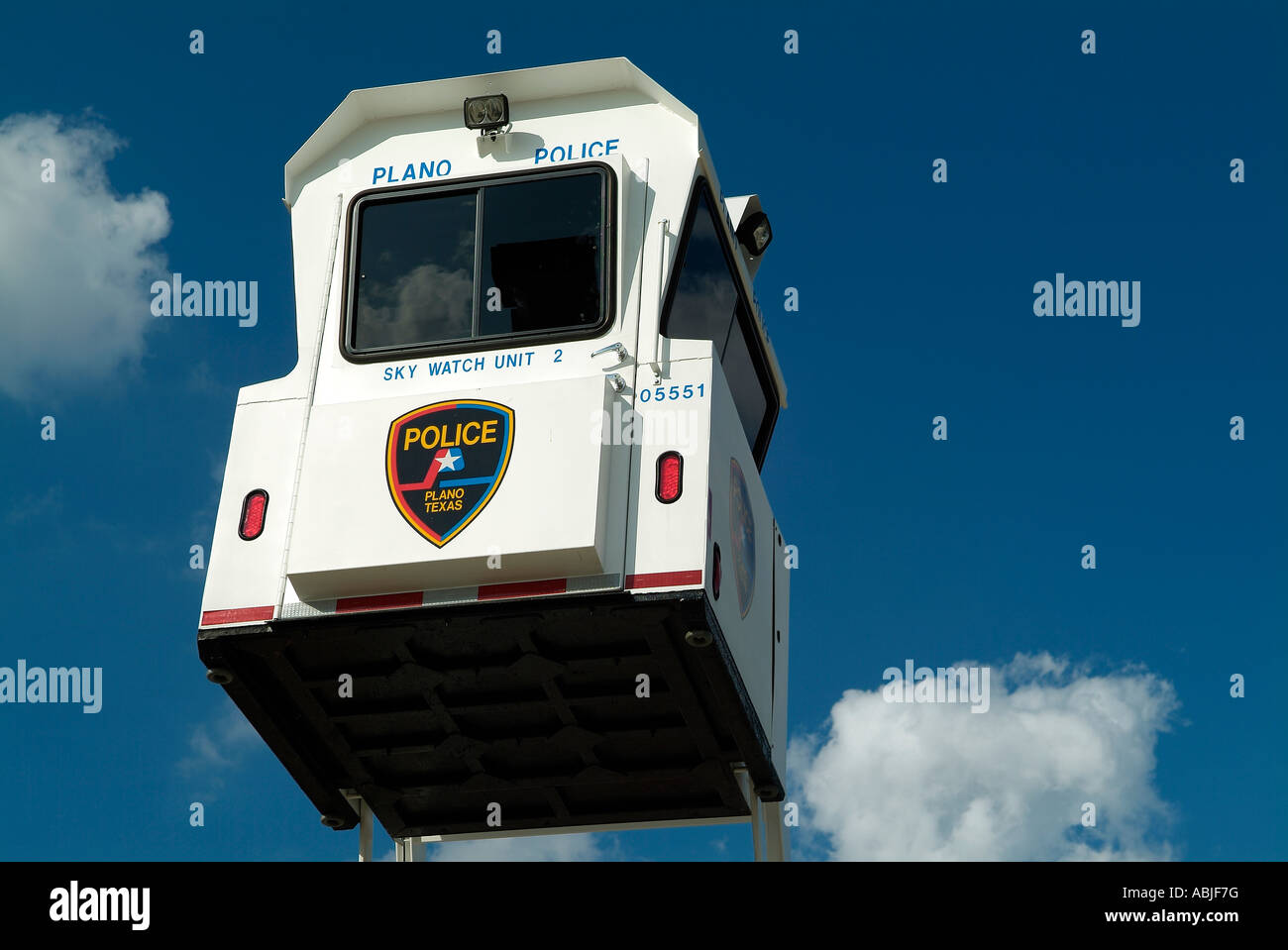 Sky police watch cabin watching over a parking Stock Photo - Alamy