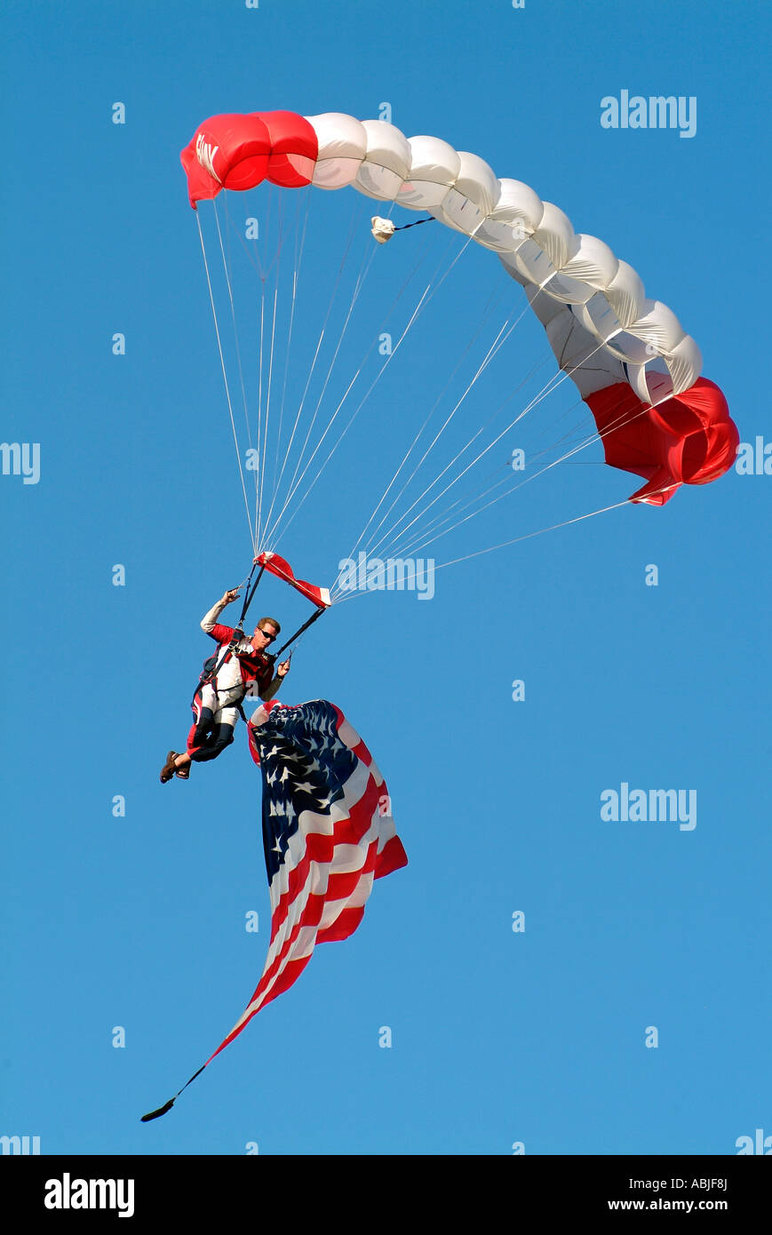 Skydiver and the American flag Stock Photo - Alamy