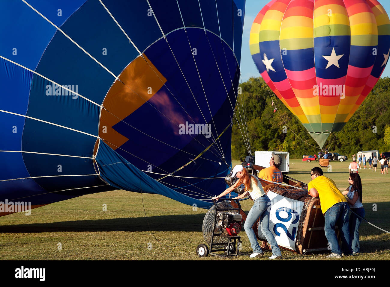 Balloon with basket ready to stand Stock Photo - Alamy