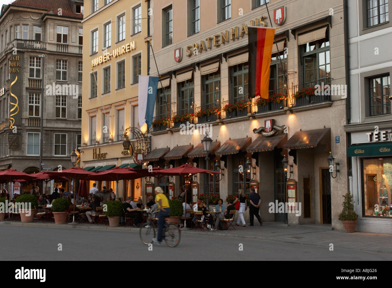 Exterior view of the Spatenhaus at the Opera traditional Bavarian ...