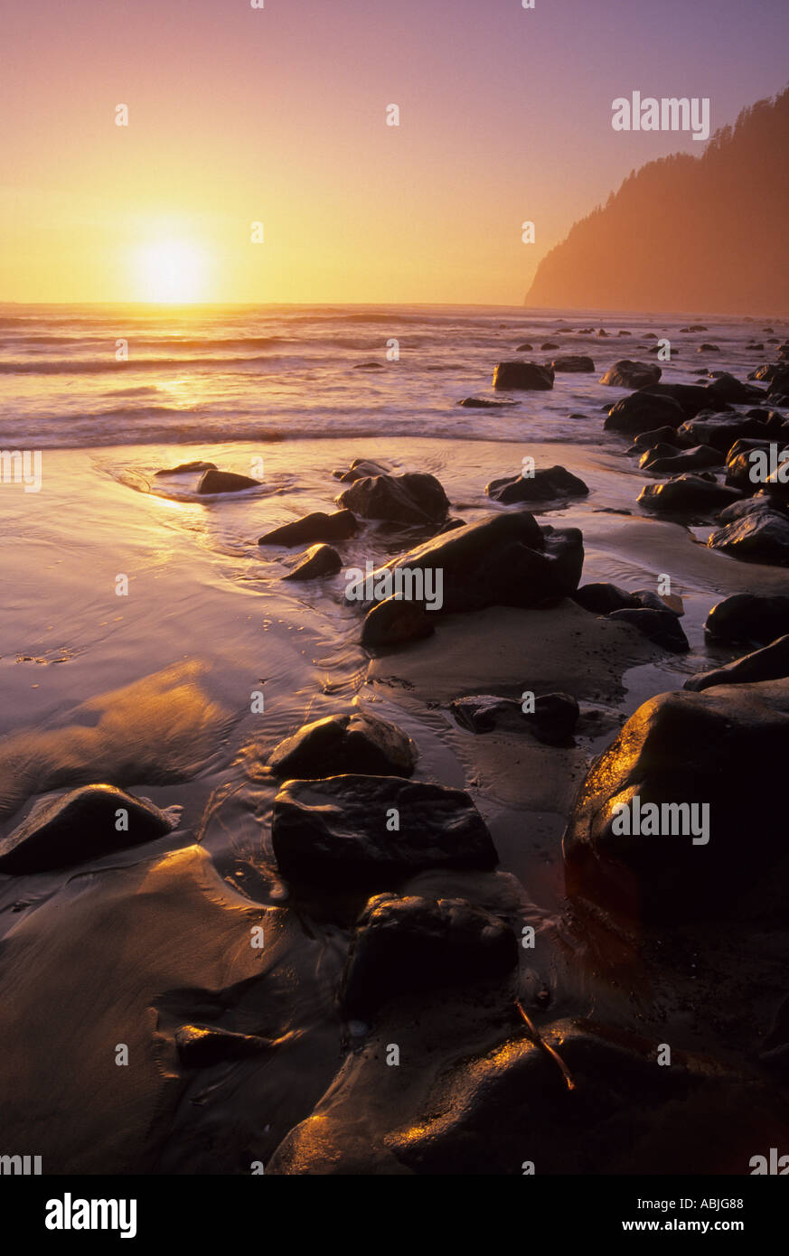 Sunset at South Beach in Cape Lookout State Park, Oregon, USA Stock ...