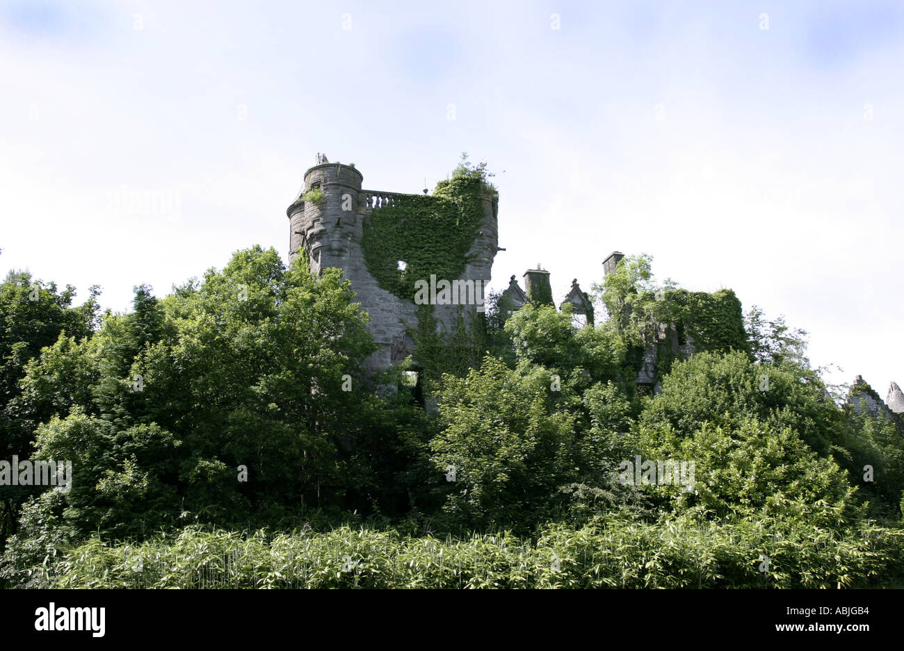 The overgrown ruins of Buchanan Castle Drymen Scotland Stock Photo - Alamy