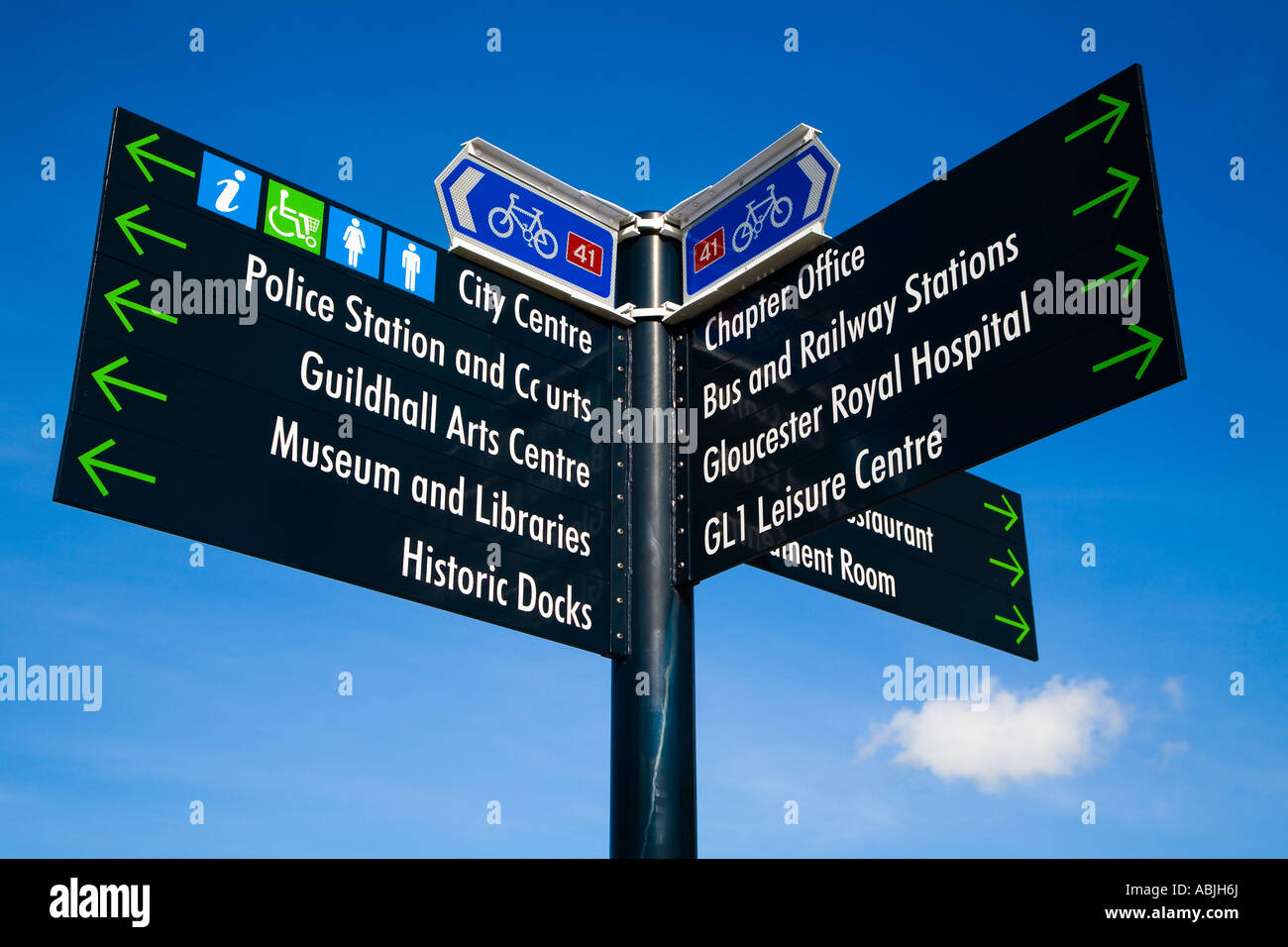 Signs near Gloucester Cathedral Stock Photo - Alamy